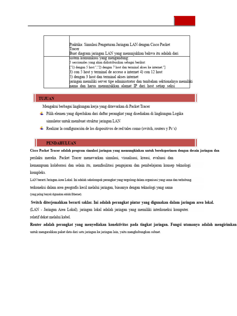 Simulasi Jaringan LAN dengan Cisco Packet Tracer | PDF