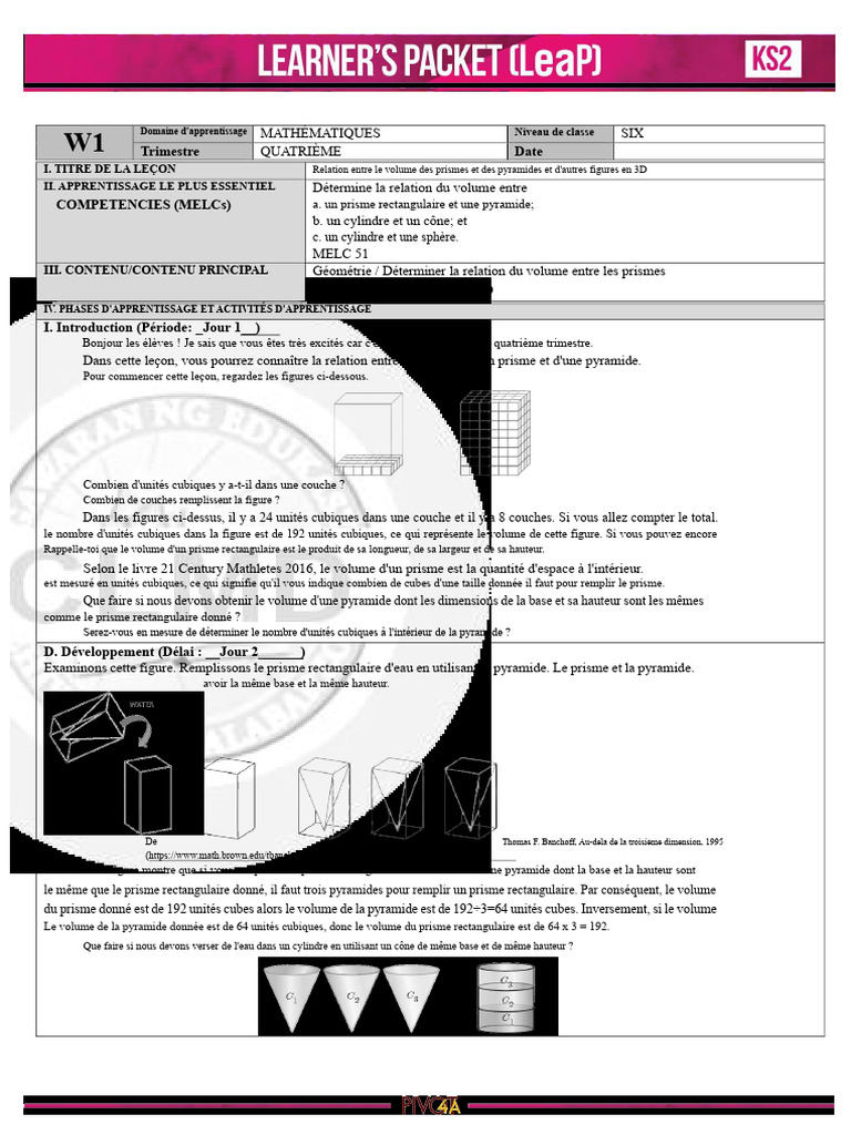 Volume des prismes et pyramides 3D | PDF | Le volume | Objets géométriques