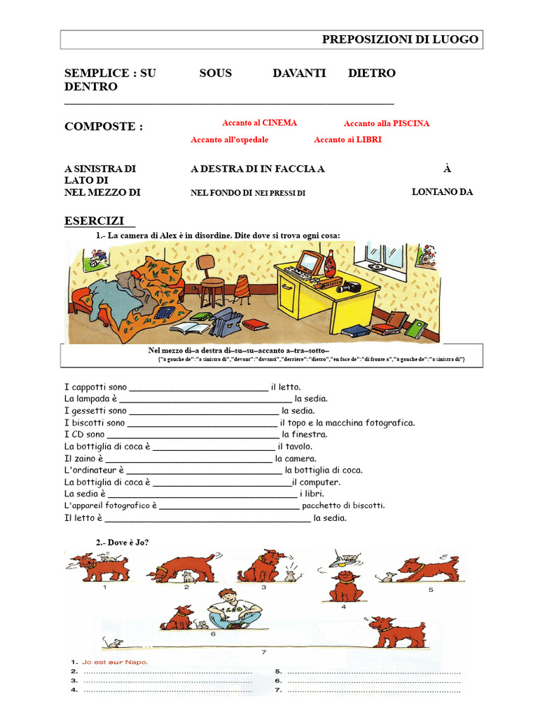 Le Preposizioni Di Luogo | PDF