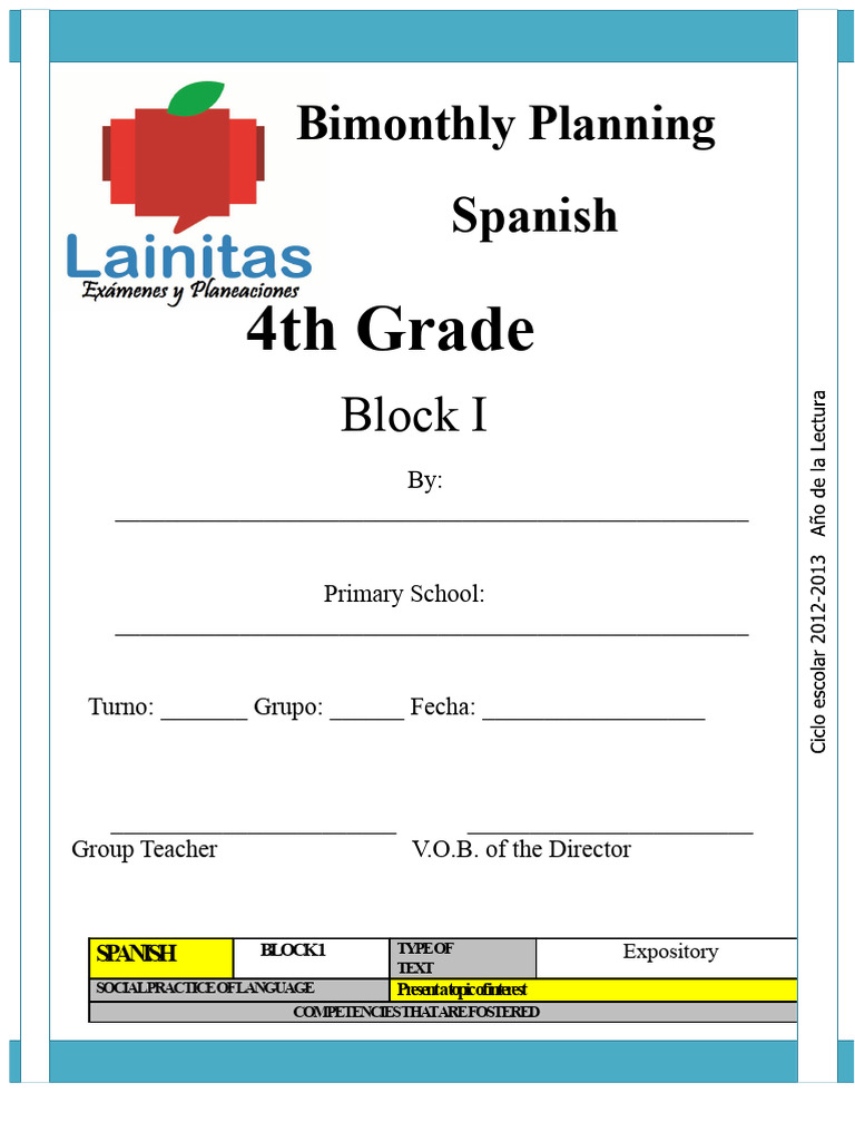 4th Grade - Block 1 - Spanish | PDF | Word | Information