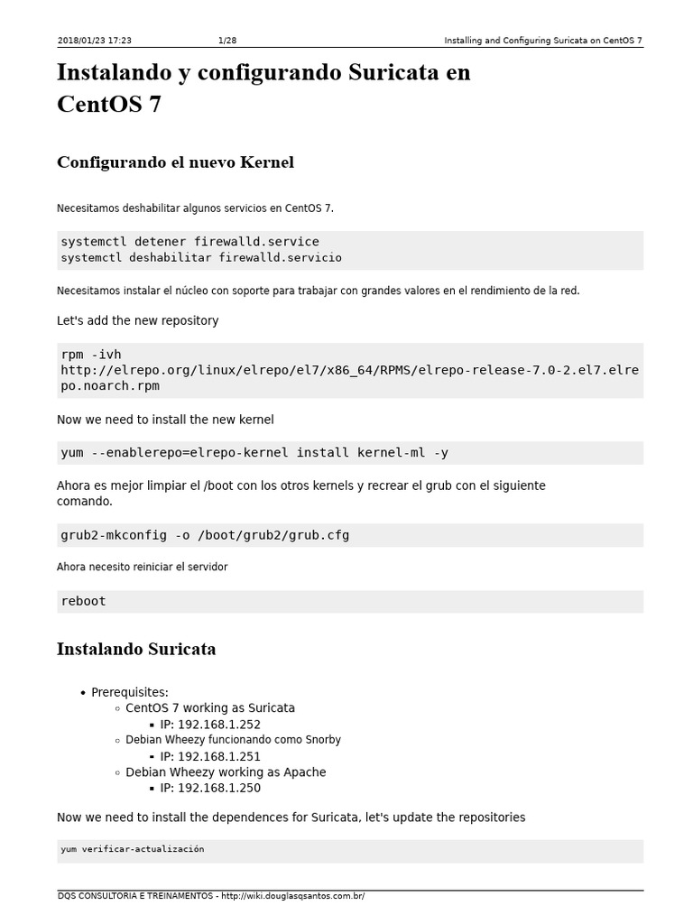 Instalación y Configuración de Suricata en CentOS 7 | PDF | Estándares ...