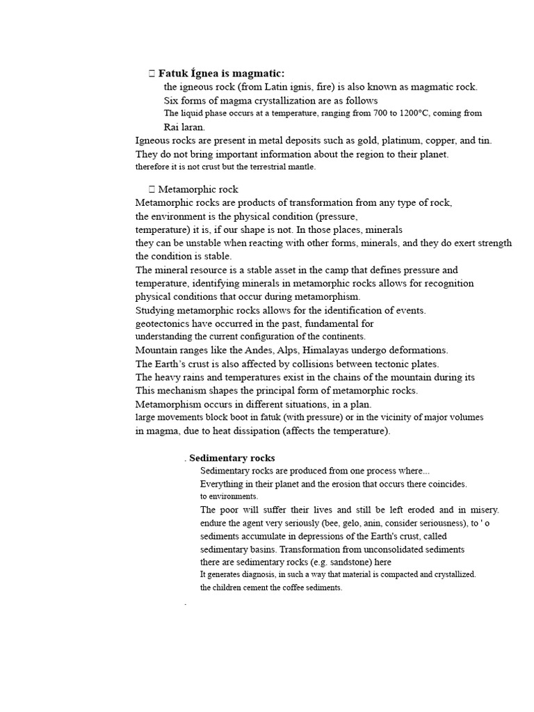 Types and Characteristics of Rocks | PDF | Rock (Geology) | Igneous Rock