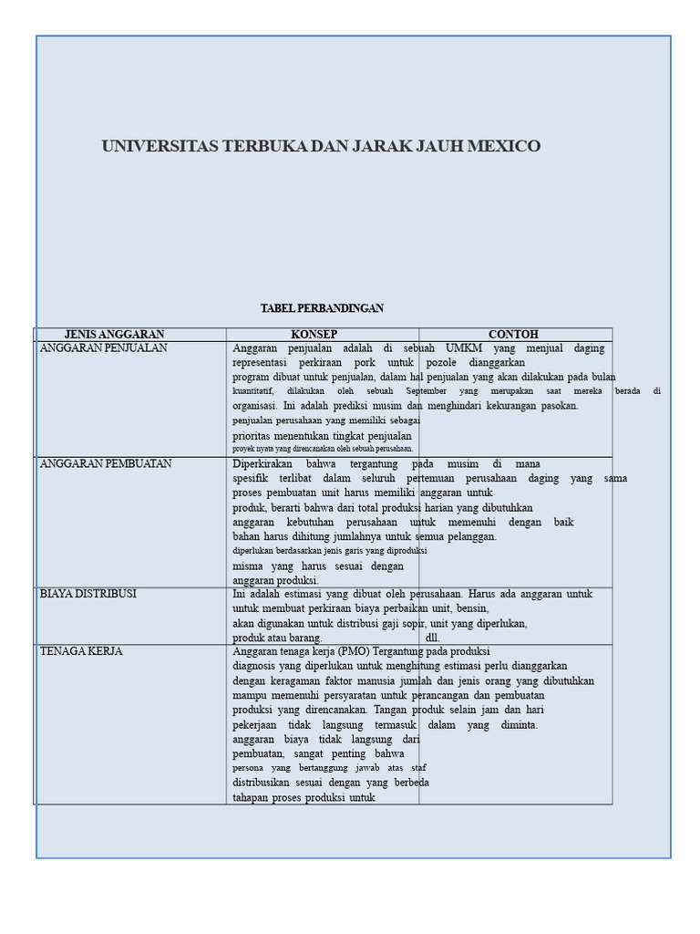 Anggaran Penjualan dan Produksi UMKM Daging | PDF