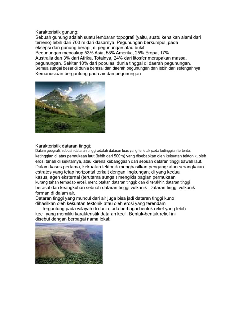 Karakteristik Geografi Gunung dan Dataran | PDF