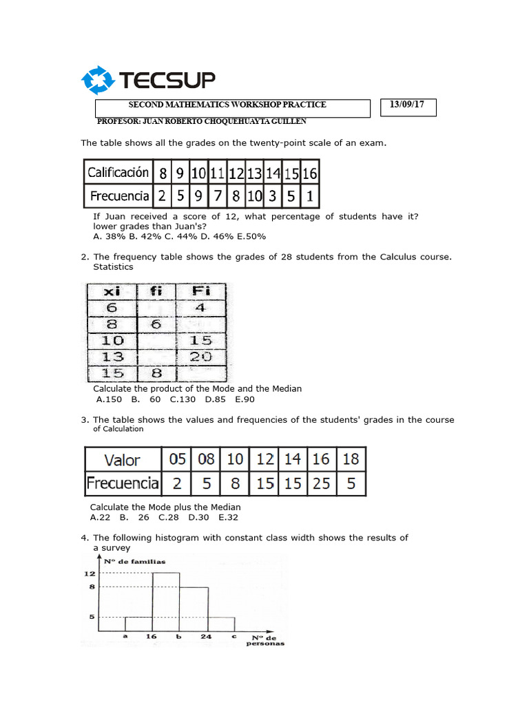 The Table Shows All The Grades On The Vigesimal Scale of An Exam | PDF