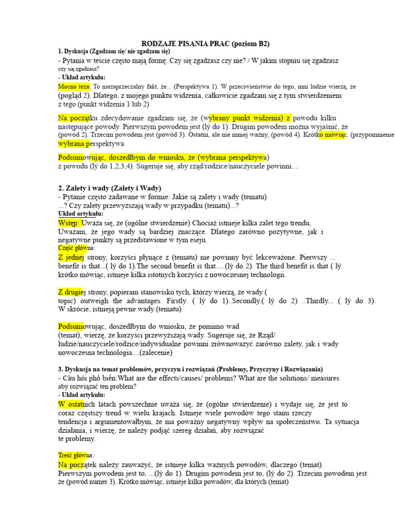 b2 - Części Pisania Zadania 2 | PDF