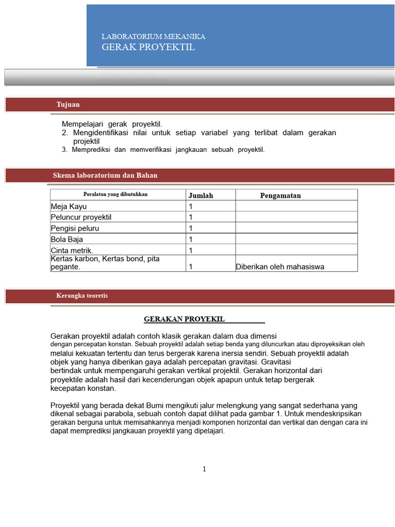 Eksperimen Gerak Proyektil dalam Mekanika | PDF