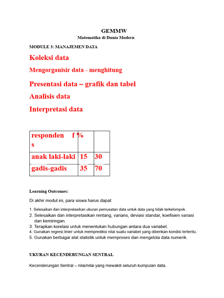 Manajemen Data dan Analisis Statistik | PDF