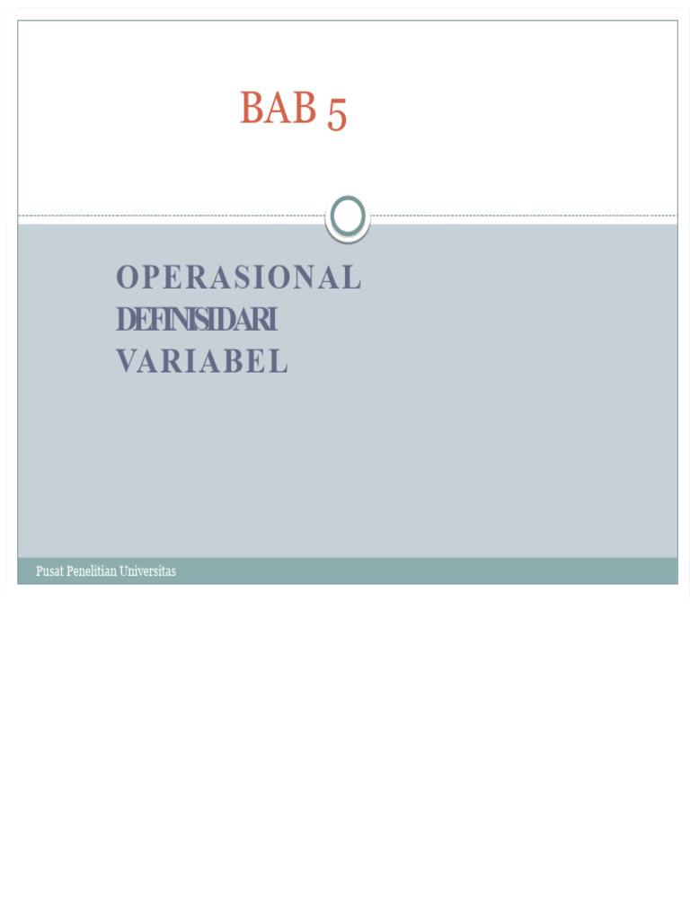 Definisi Operasional Variabel Penelitian | PDF