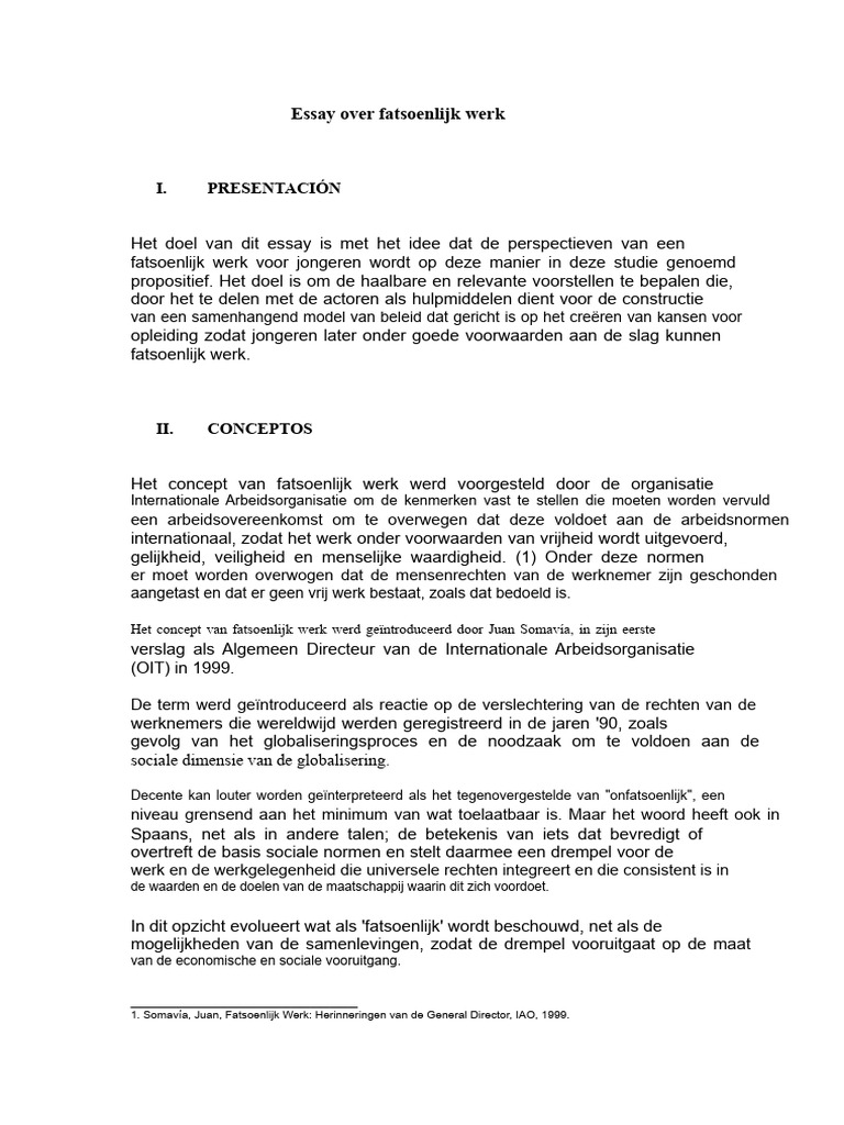 Essay Over Fatsoenlijk Werk | PDF