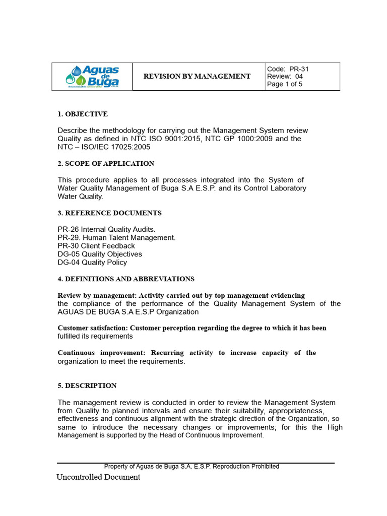 PR-31_Rev-04 MANAGEMENT REVIEW.pdf | PDF | Quality Management | Quality Management System