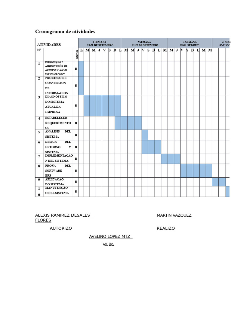Cronograma de Atividades Sap Erp | PDF