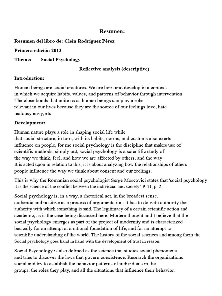 reflective analysis social psychology | PDF | Psychology | Social ...