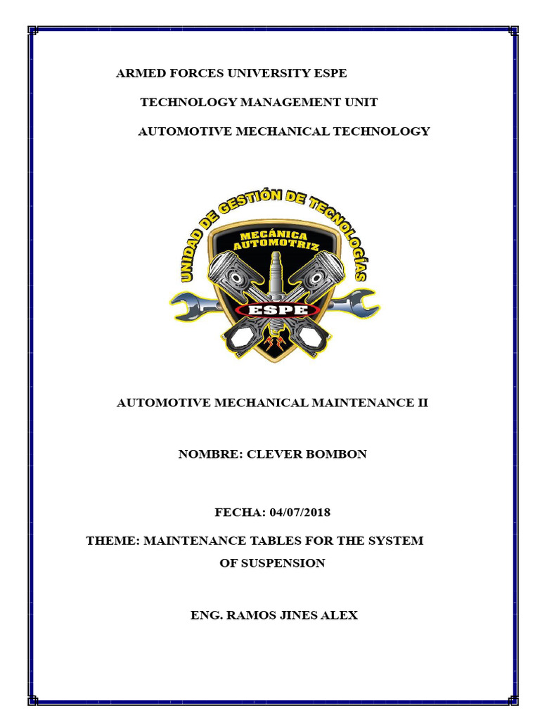 Maintenance Tables for the Suspension System | PDF | Vehicles ...