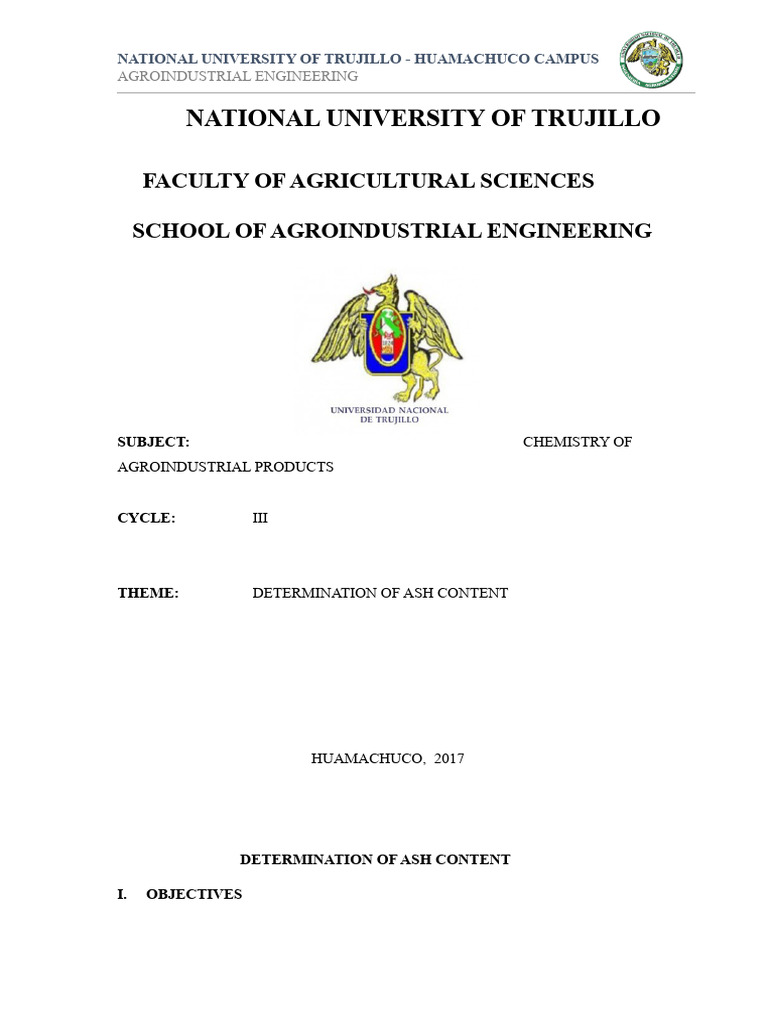 Ash Content Analysis in Ñuña Flour | PDF | Cereals | Physical Sciences