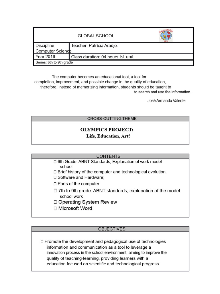 Computer Science Lesson Plan | PDF | Interdisciplinarity | Science