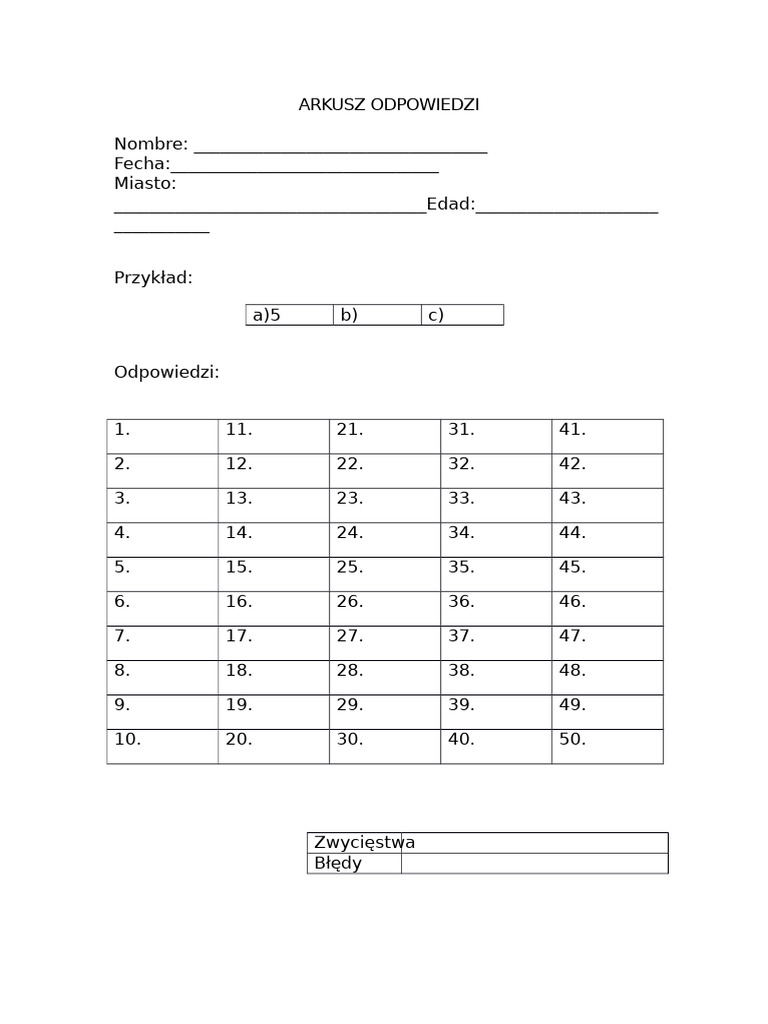 Arkusz Odpowiedzi Wonderlic | PDF