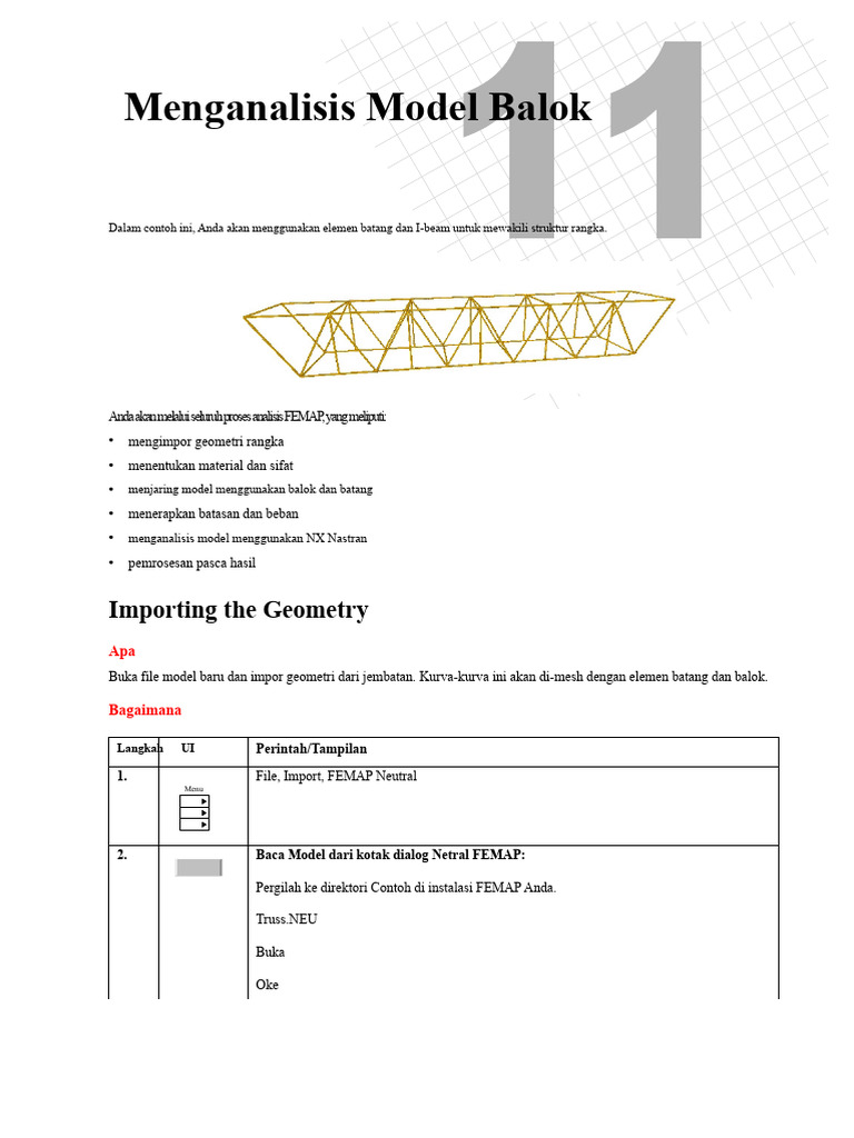 Latihan 8 - Contoh Femap 11 - Menganalisis Model Balok | PDF