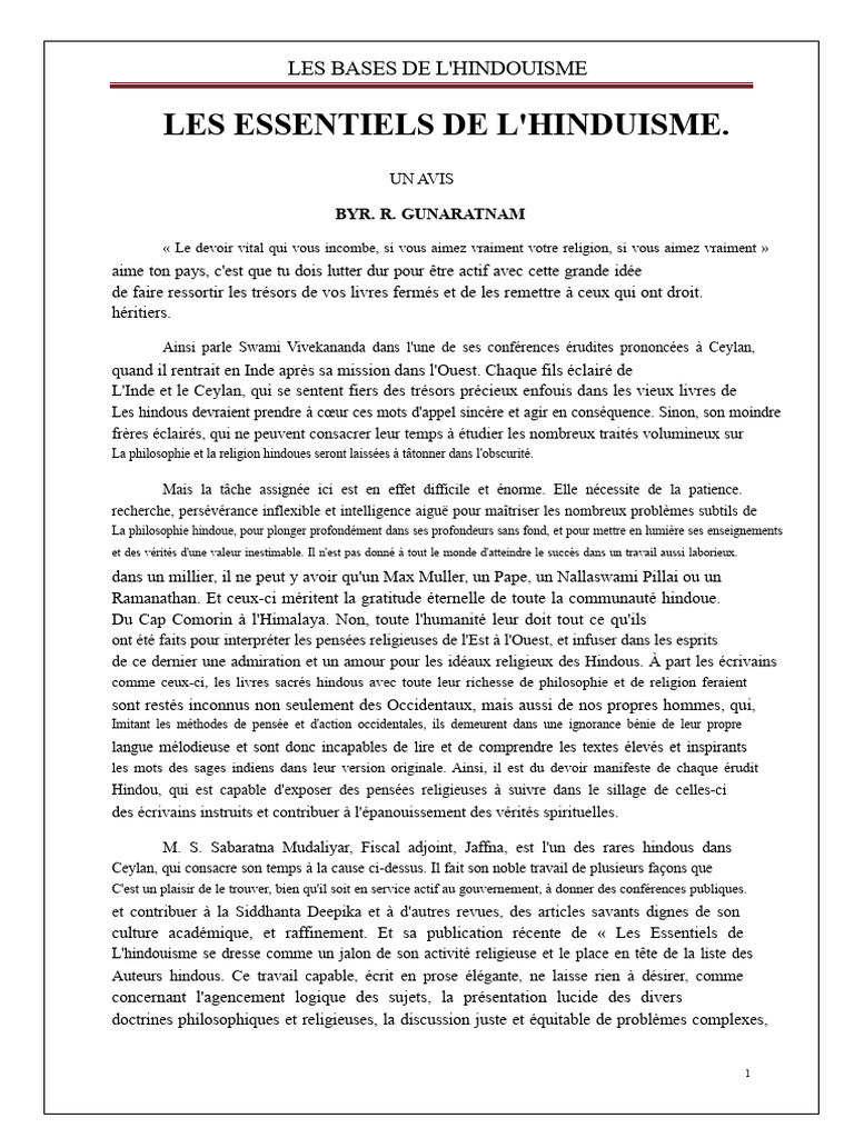 Essentiels de l'Hindouisme expliqués | PDF | Dieu | Karma