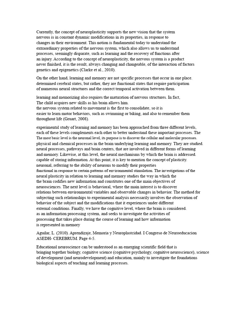 NEUROPLASTICITY | PDF | Neuroplasticity | Nervous System