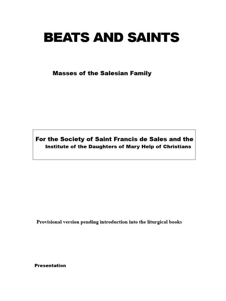 Salesian Family Masses and Saints Guide | PDF | Liturgical Year | Mass ...