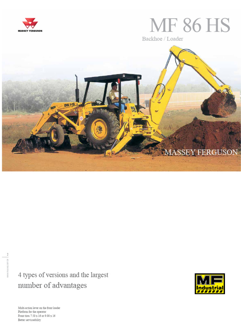 Massey Ferguson Backhoe Loader MF 86 HS | PDF | Loader (Equipment) | Gear