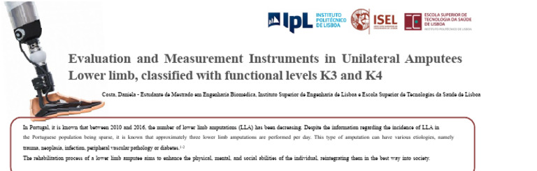 Assessment and Measurement Instruments in Unilateral Lower Limb Amputees, classified with ...