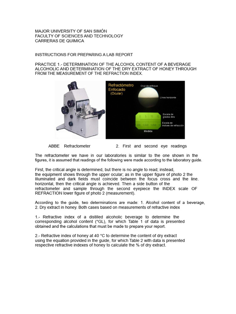 Practice 1 Refractive Index - Data | PDF | Refractive Index ...