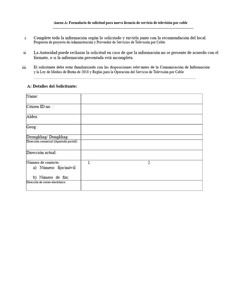 Solicitud de Licencia para Televisión por Cable | PDF