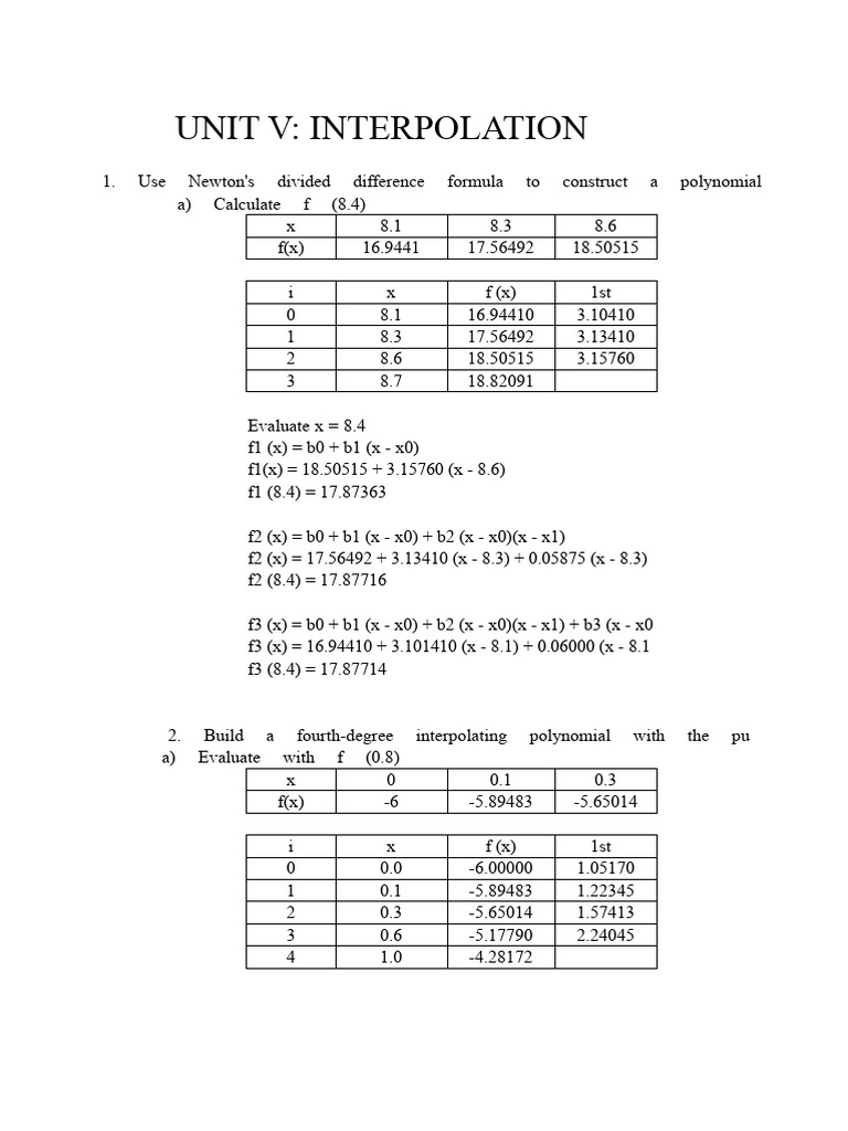 Polynomial Interpolation Task | PDF | Interpolation | Abstract Algebra