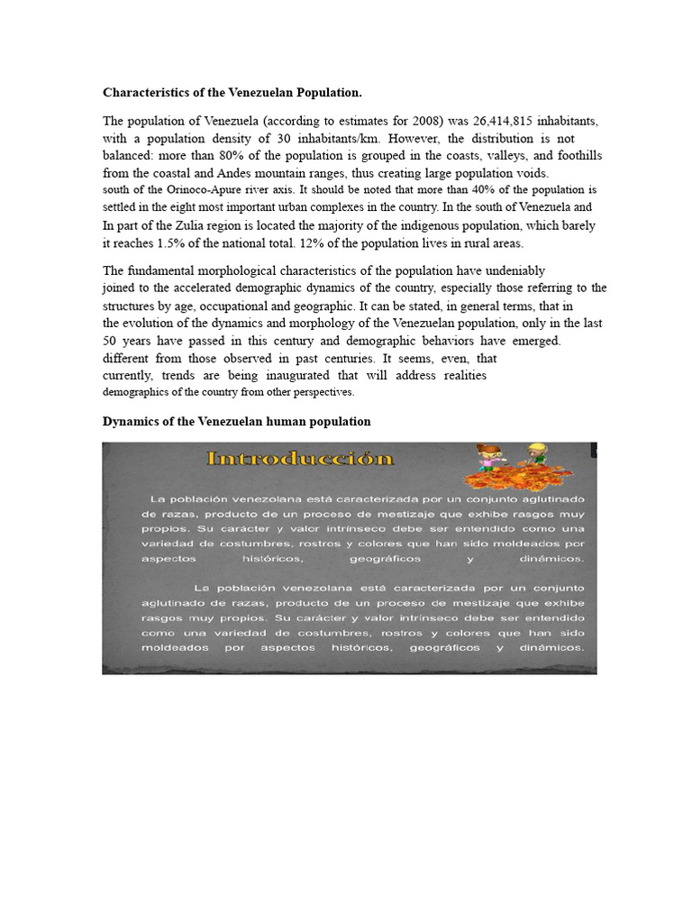 Characteristics of The Venezuelan Population Diorkis | PDF | Human ...