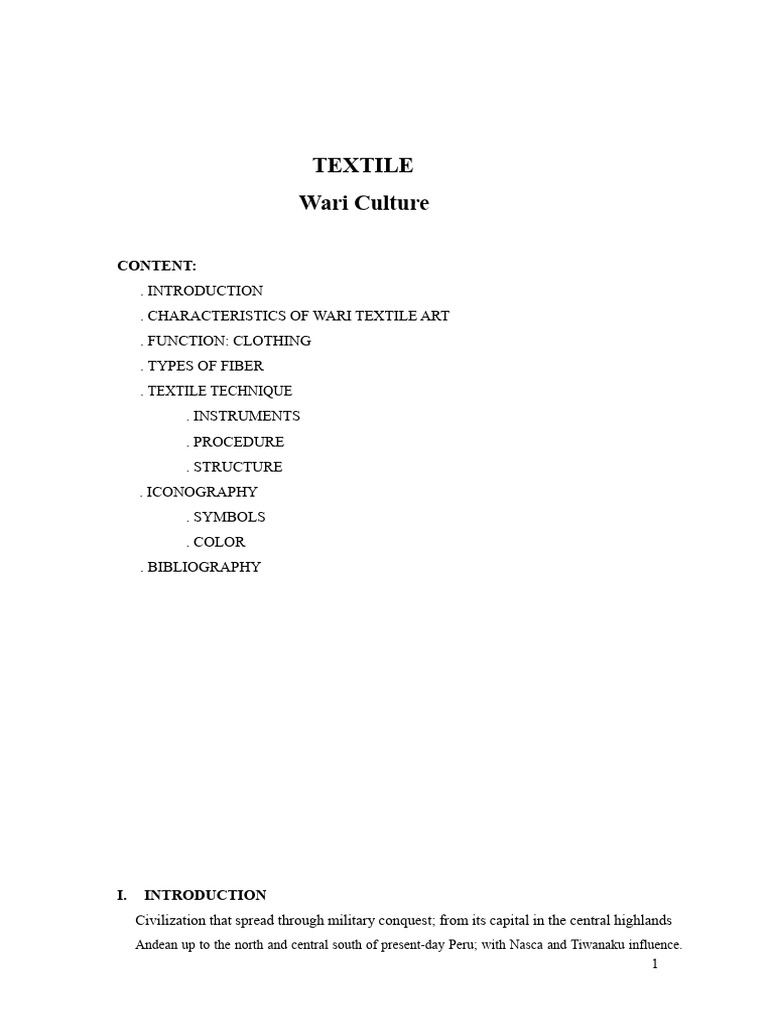 Wari Textile Culture | PDF | Weaving | Textiles