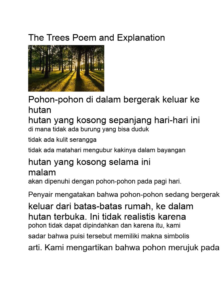 Puisi Pohon: Simbol Perubahan dan Kebebasan | PDF