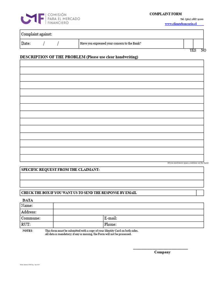 Bank Complaint Form Submission Guide | PDF