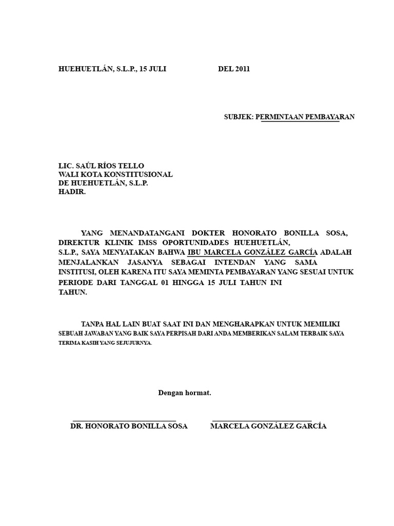 Contoh Permintaan Pembayaran | PDF