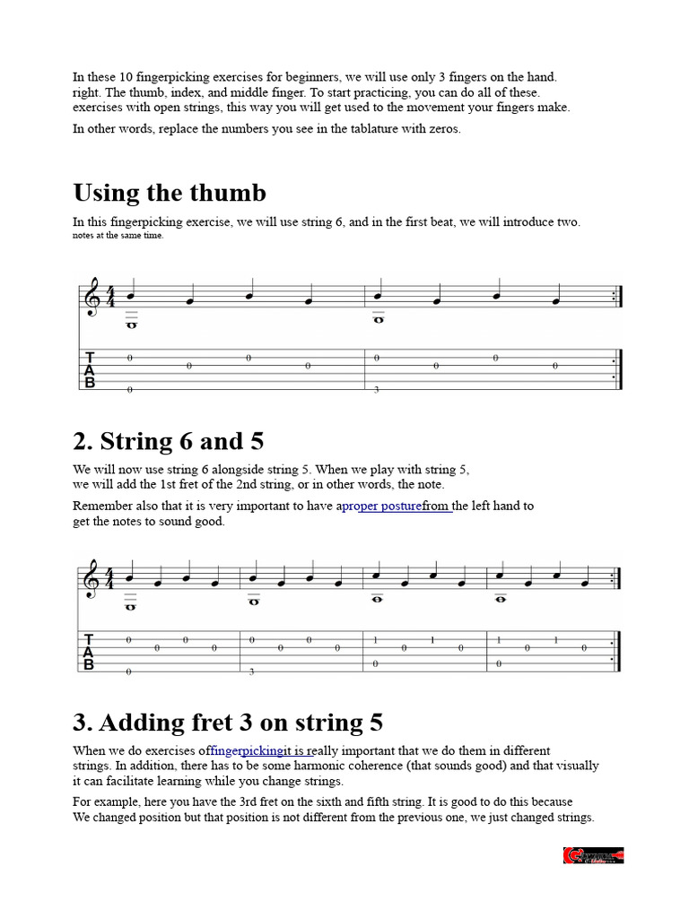 10 Fingerpicking Exercises for Beginners | PDF | Irish Musical ...