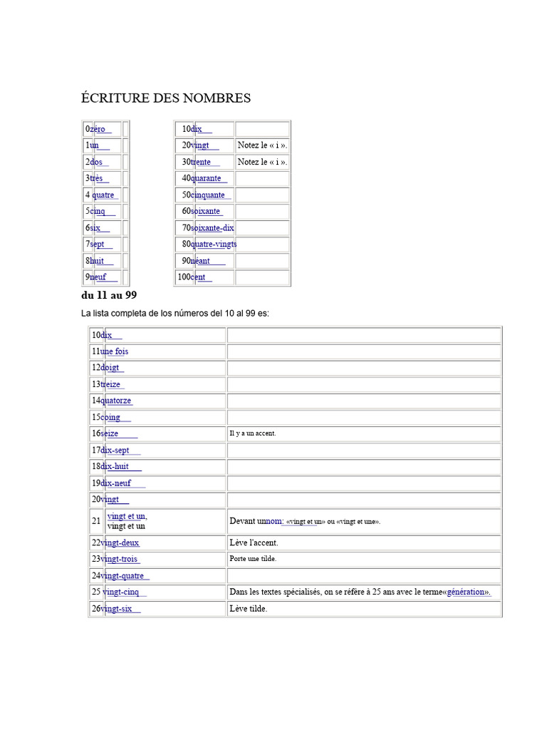 Écriture des Nombres en Français | PDF | Linguistique | Langues