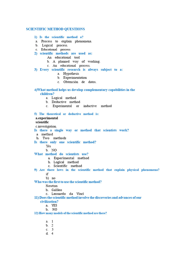 25 Scientific Method Questions | PDF | Scientific Method | Hypothesis