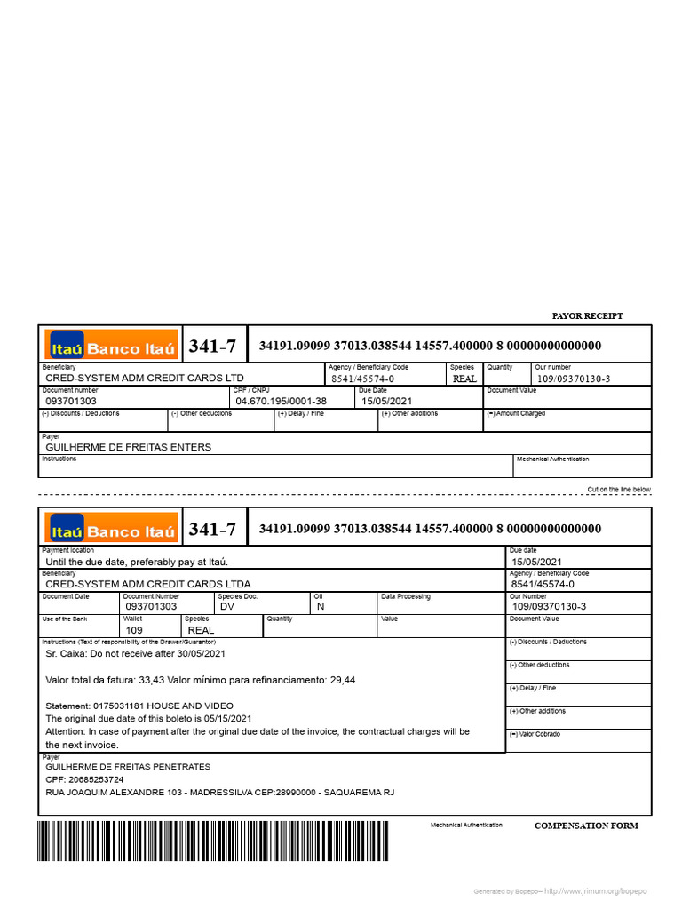 Ticket | PDF | Payments | Receipt