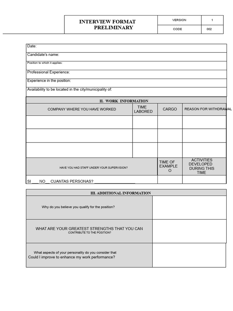 Preliminary Interview Format | PDF | Social Psychology