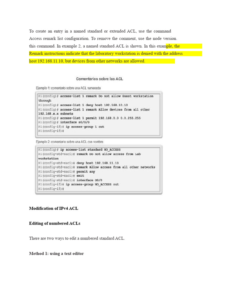 Editing and Configuring ACLs in Cisco | PDF | Network Protocols ...