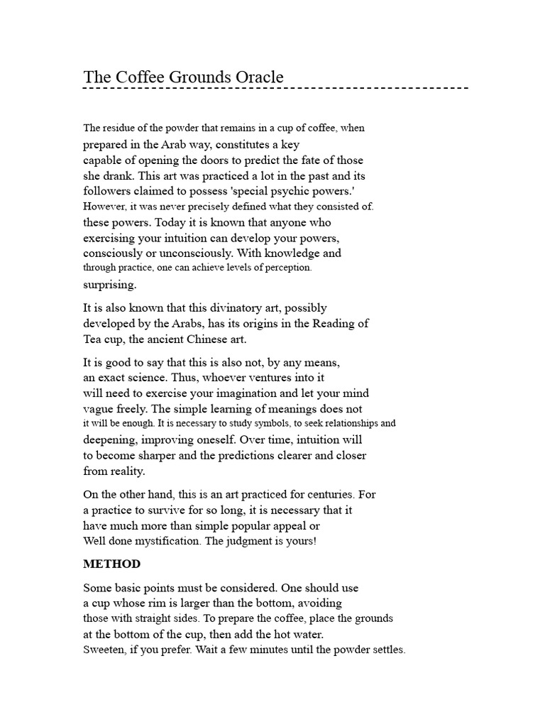 The Oracle of Coffee Grounds | PDF | Intuition | Psychological Concepts