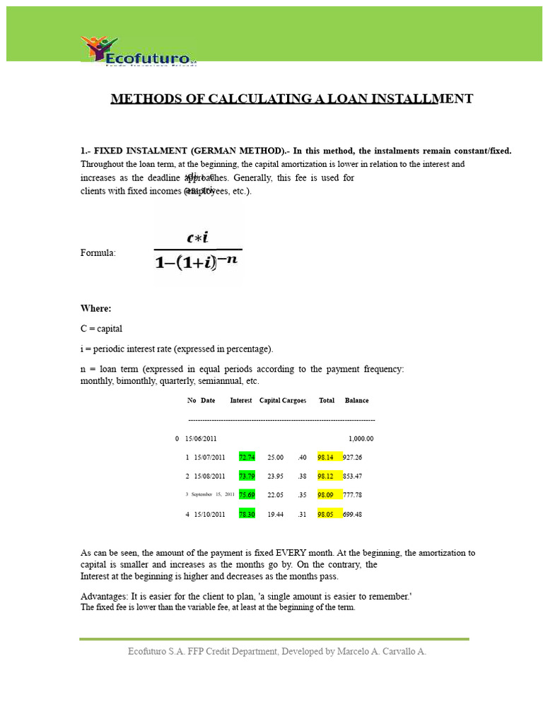 Loan Installment Calculation Methods | PDF | Interest | Loans