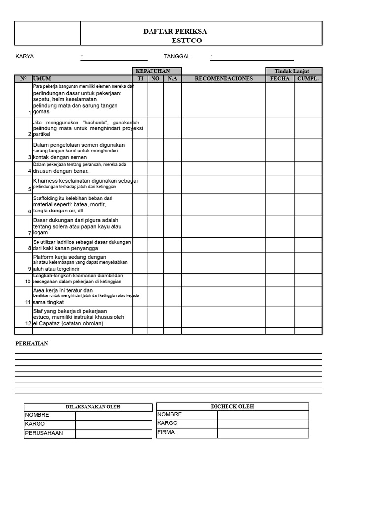 Daftar Periksa atau checklist | PDF