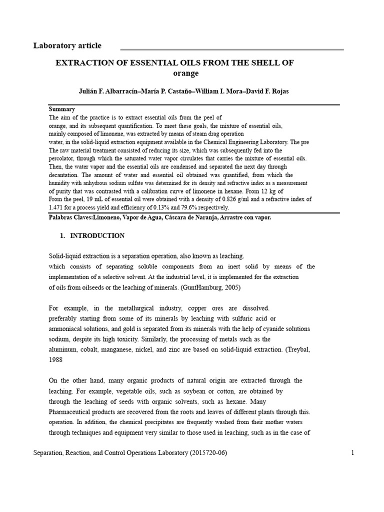Solid-Liquid Extraction Report | PDF | Solubility | Water