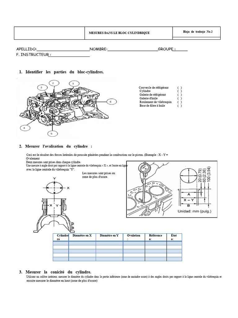 Mesures et vérifications moteur détaillées | PDF | Palier (mécanique ...
