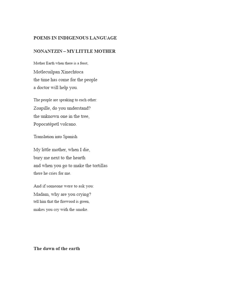 Poems in Indigenous Language | PDF