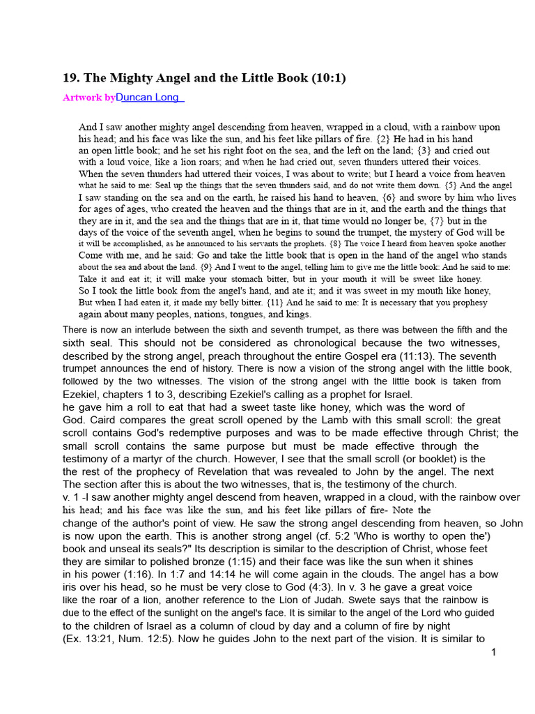Commentary On Revelation 10 | PDF | Angel | Jesus