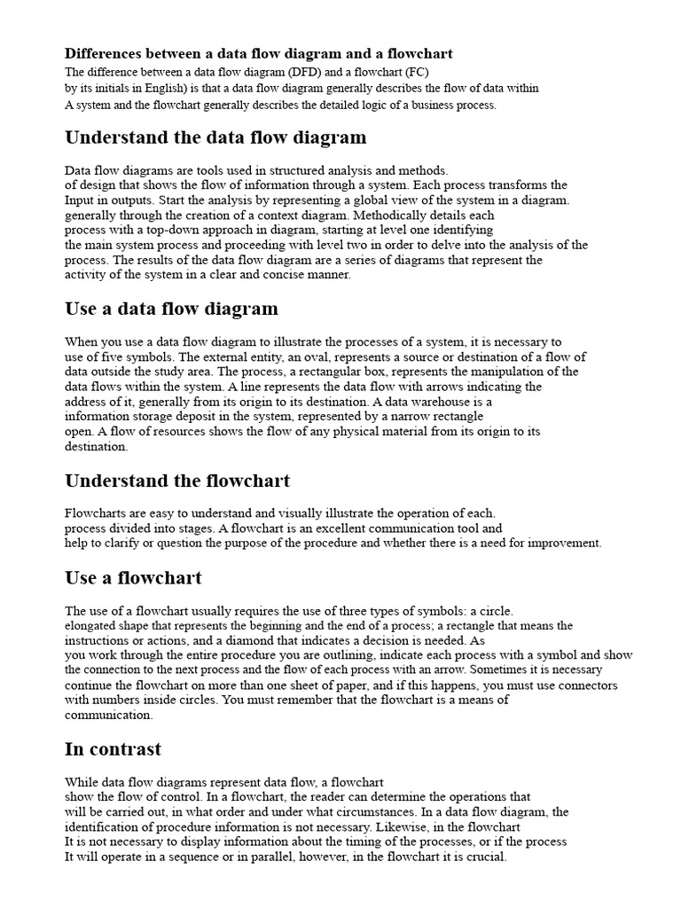 Differences Between A Data Flow Diagram and A Flowchart | PDF ...