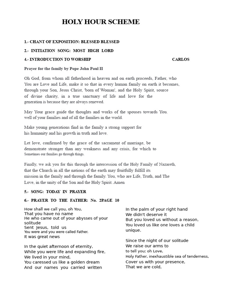 Holy Hour Outline | PDF | God The Father | Jesus